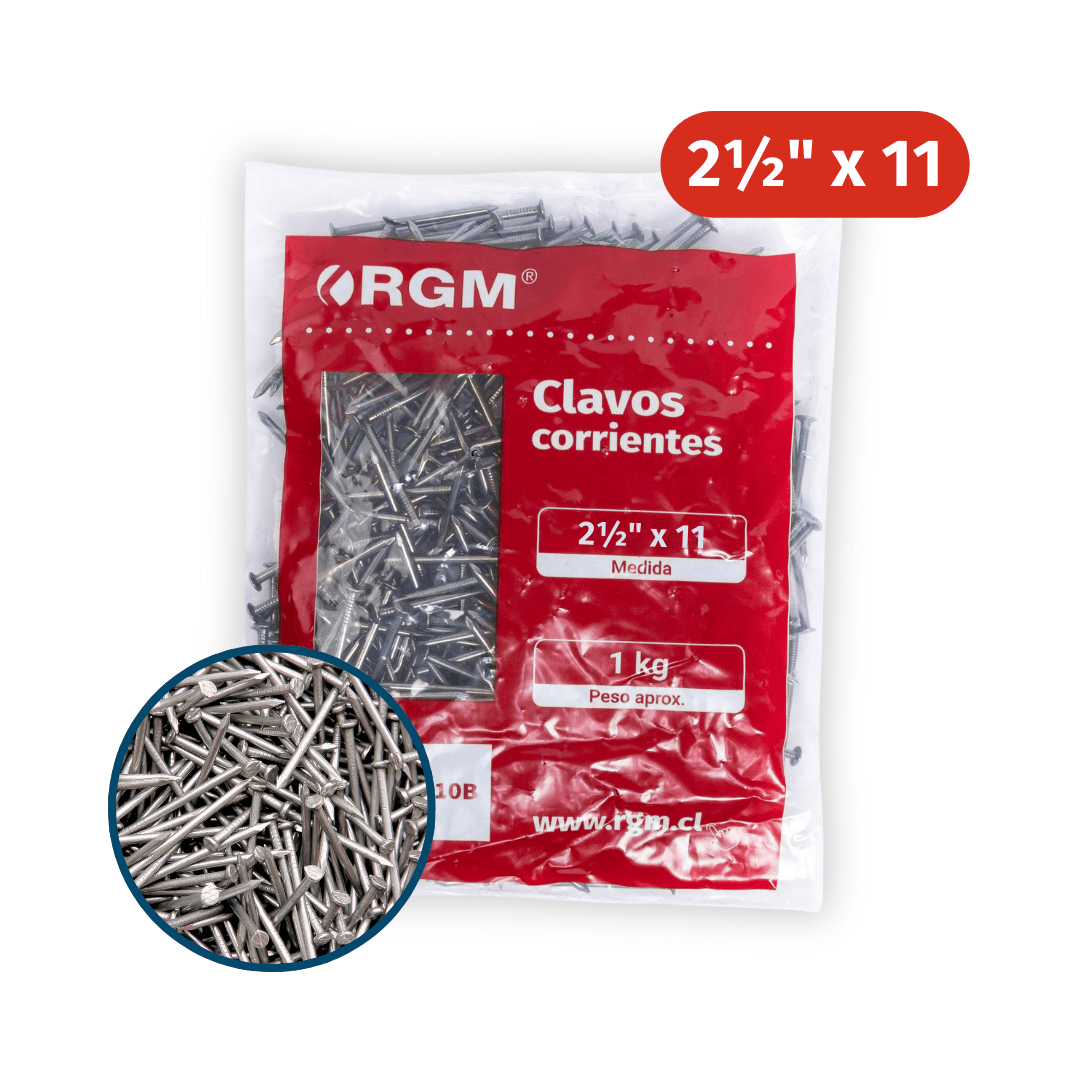 Clavos 2"½ x11 Bolsa 1Kg - RGM